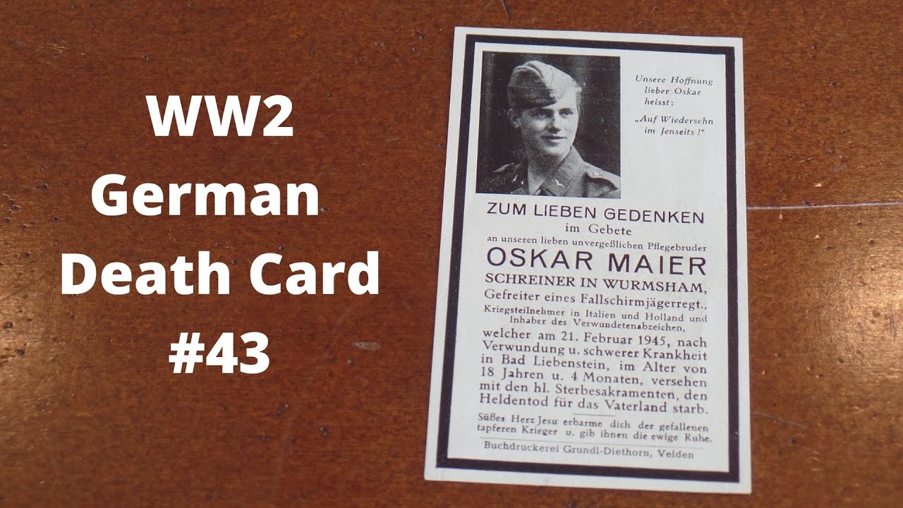 WW2 German Death Card #43 - YouTube