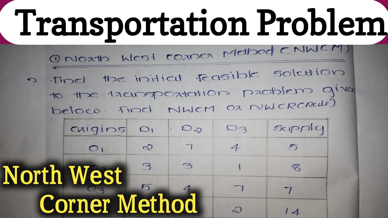 North West Corner Method Transportation Problem | in Malayalam | Solve ...