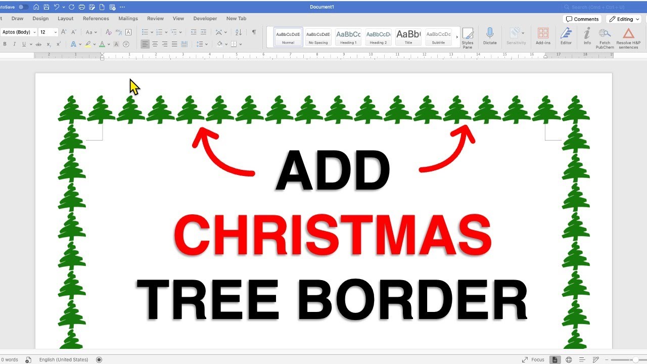 How to Get a Christmas Tree Border on Microsoft Word - YouTube