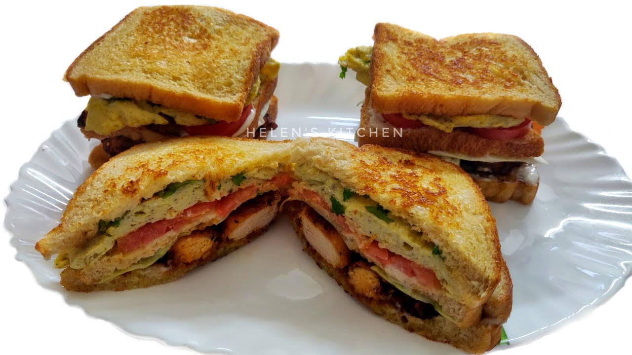 Fried Chicken Club Sandwich | Double Decker Chicken Sandwich | Sandwich ...