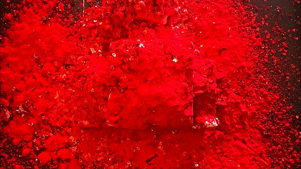 Gorgeous Red Holi Powder On Top of Fresh and Dyed Blocks ️💋♥️🌹🍷🍓🍉 #asmr ...