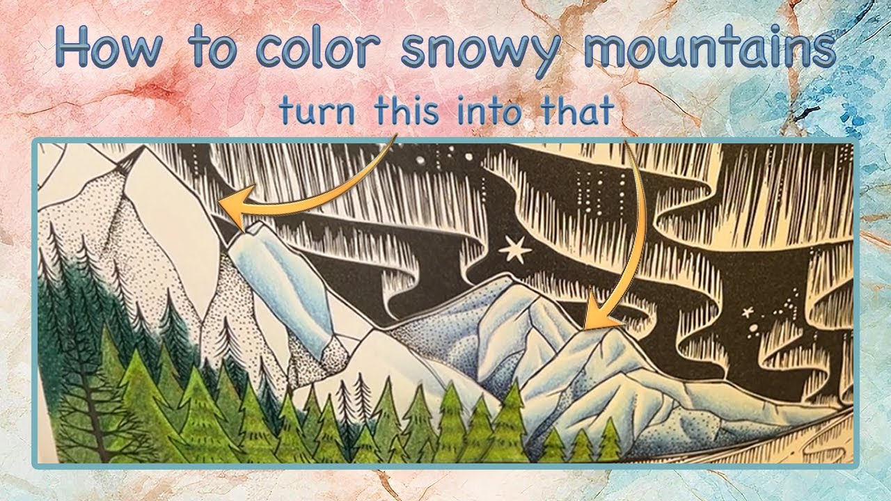 How to color snowy mountains with pencils | Adult coloring - YouTube
