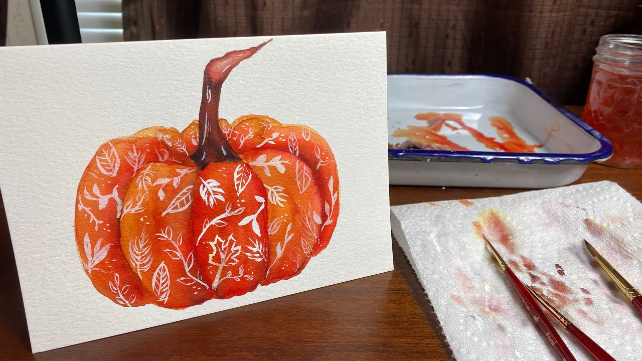 Fall Pumpkin Watercolor Time-Lapse | Following Tutorial from Let’s Make ...