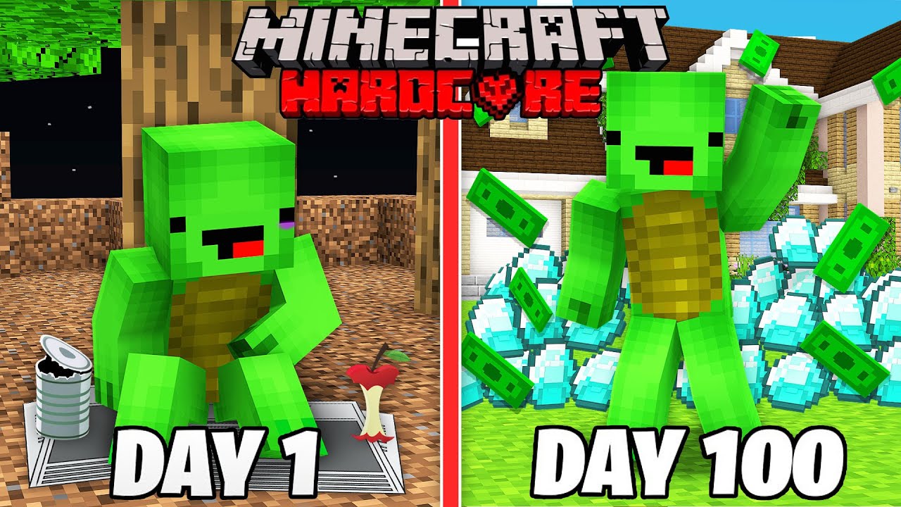 Mikey Survived 100 DAYS in HARDCORE Minecraft - Mikey World Challenge ...