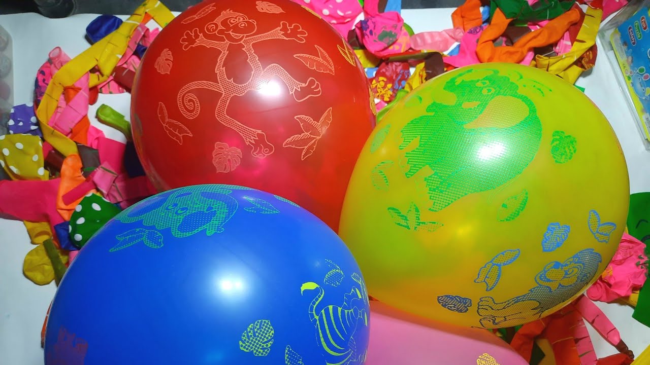DECORATING FUN BIRTHDAY BALLOON WITH STICKERS AND POPPING !! .PART--349 ...