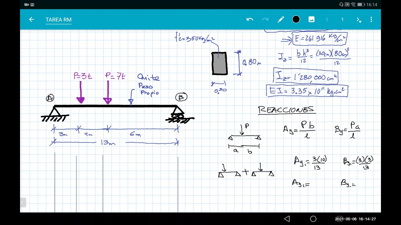 RM_S-18 Flecha (deflexión) en viga solo por 2 cargas puntuales - YouTube