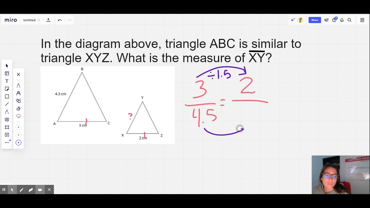 Finding the measurement of a line segment in similar trianlges - YouTube