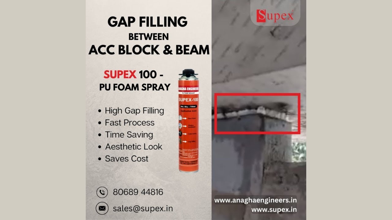 Sealing Gap between beam and AAC blocks with Supex gapfiller PU foam ...