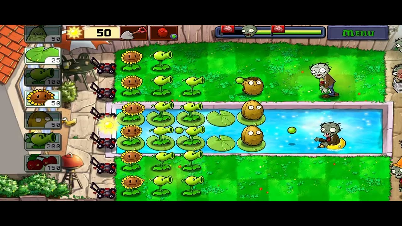 Playing Plants vs Zombies Pool Level 😍😍 - YouTube