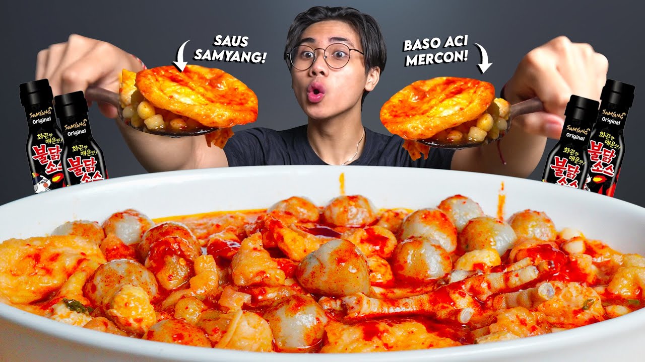 Parah Mukbang Baso Aci Mercon Gledek Saus Samyang 🥵 Youtube
