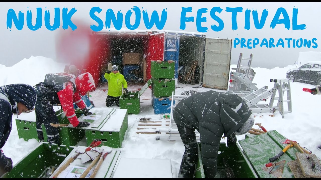 Nuuk Snow Festival preparations by the volunteers of the event Feb. 26 ...