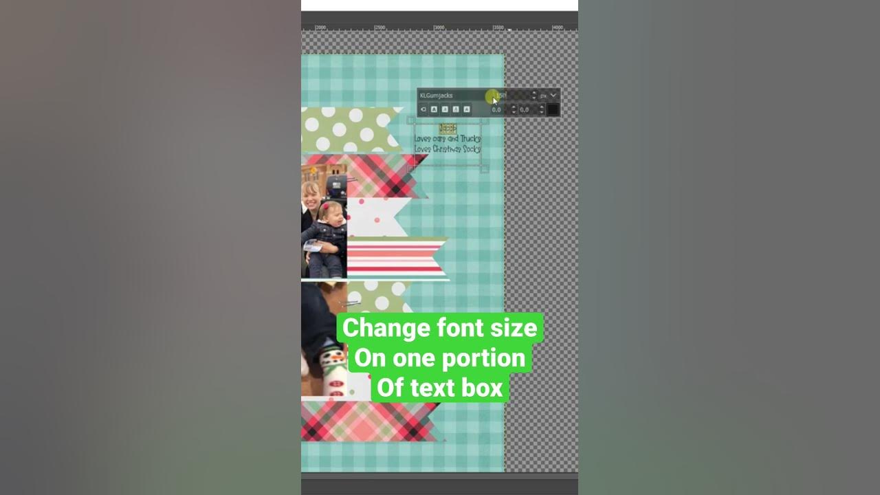 Change text size on one portion of text box. #gimptutorial #gimp #digitalscrapbooking #scrapbook ...