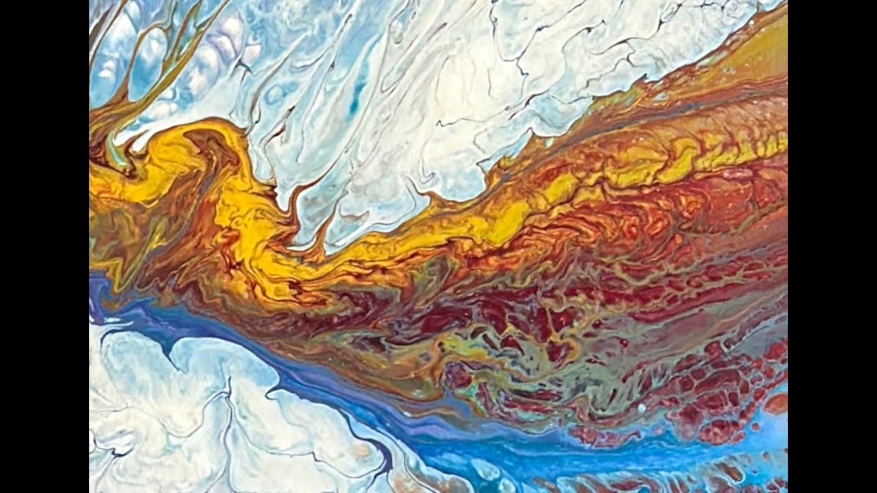 Pouring fluid acrylic. Melting pearls create an interesting foamy ...