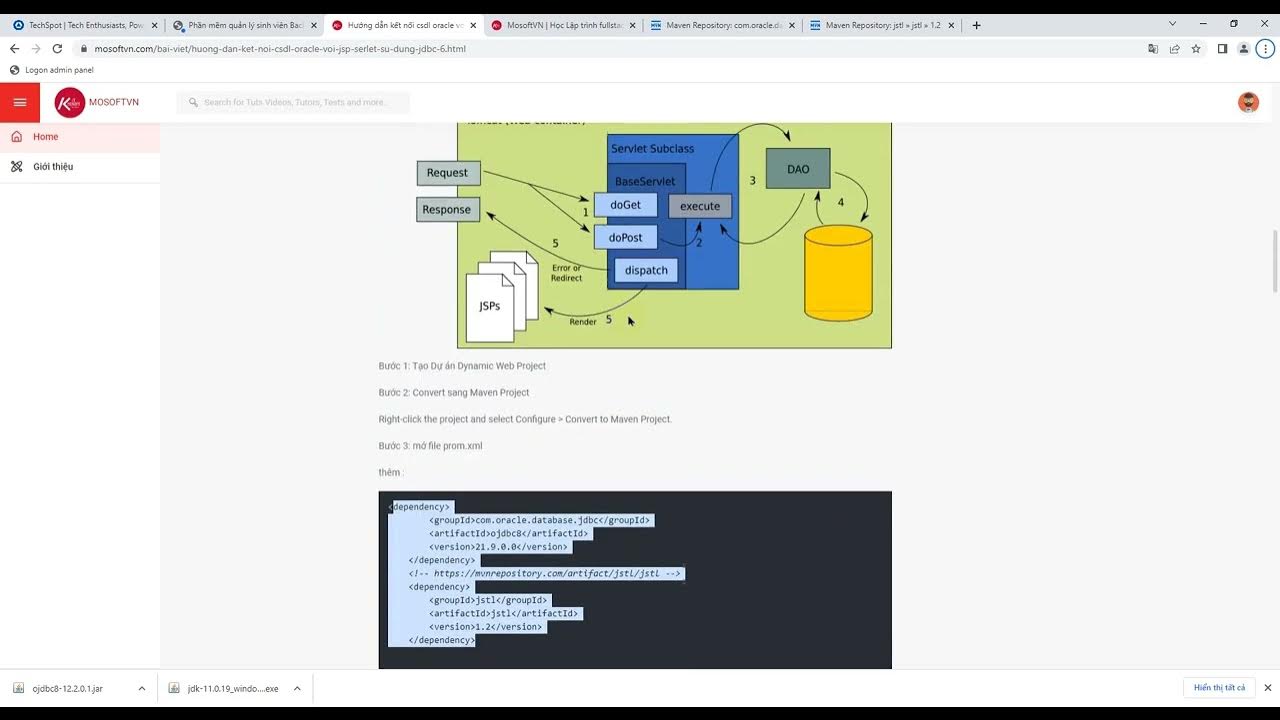 Hướng dẫn kết nối csdl oracle với JSP-Servlet sử dụng JDBC - YouTube