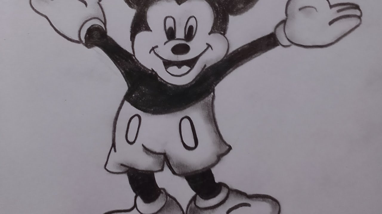 Mickey mouse drawing with pencil @KDsketchlab - YouTube