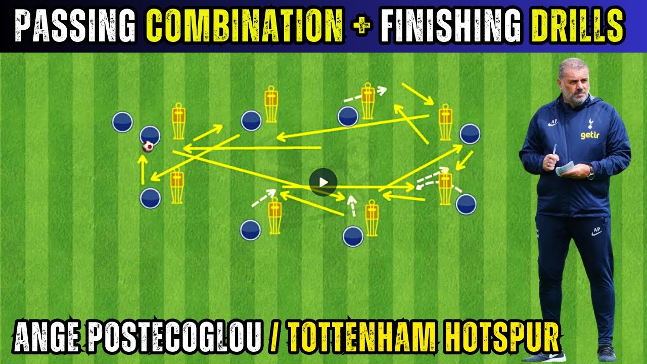 📢Passing Combination + Finishing Drills by Ange Postecoglou / Tottenham ...