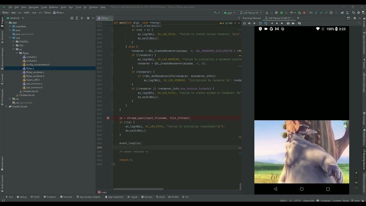 Android + SDL + FFMPEG = ffplay of Android (Android Studio demo) - YouTube