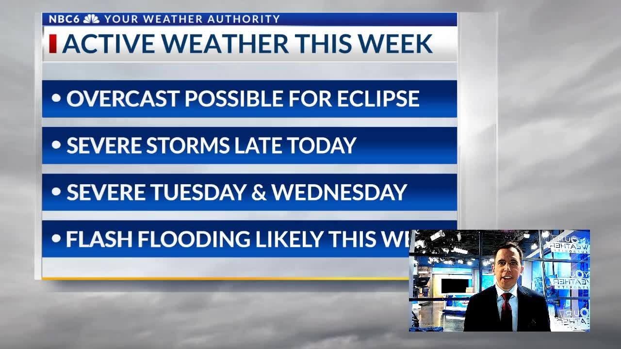 Severe storms, heavy rain, flash flooding through Wednesday, and your eclipse forecast - YouTube
