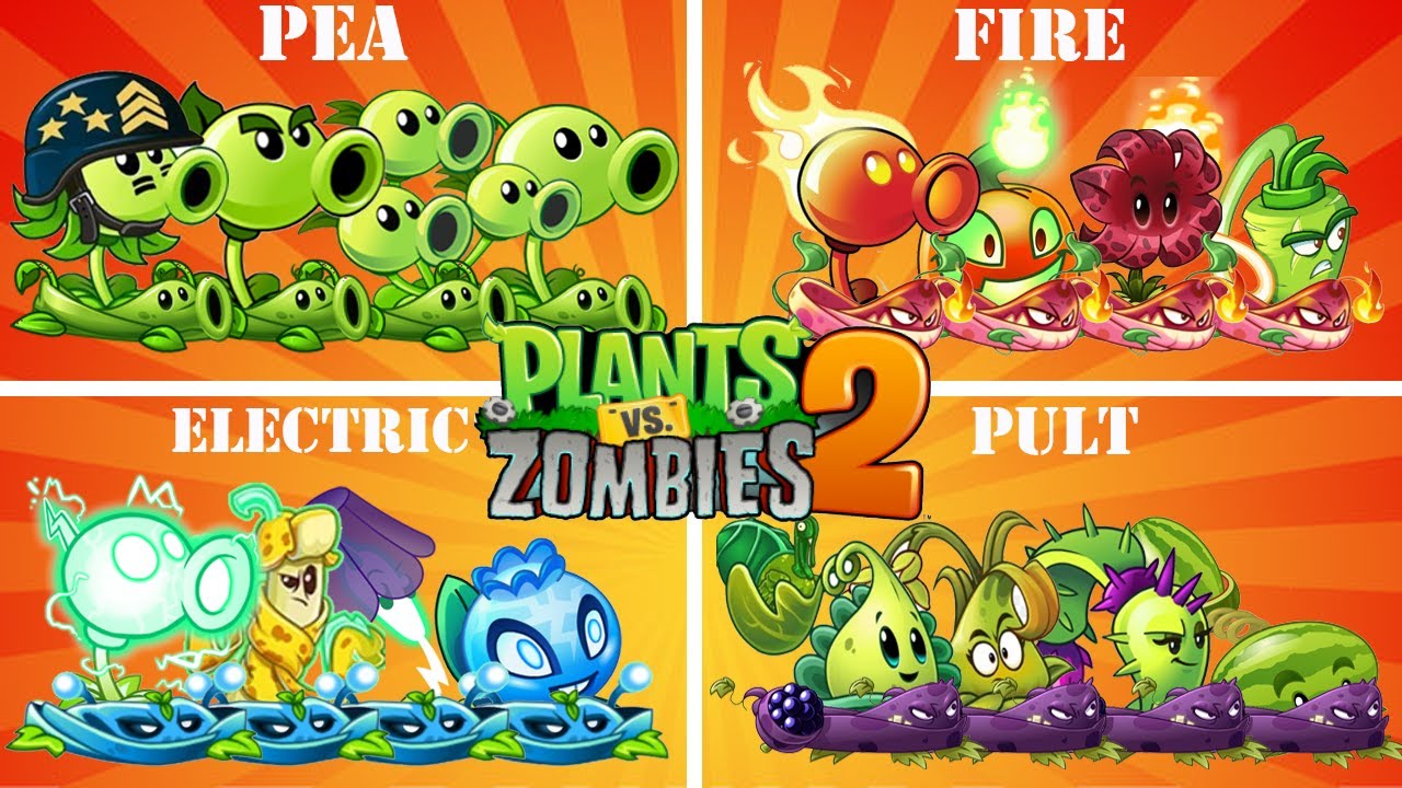 PVZ 2 Random 4 Teams PEA x FIRE x ELECTRIC x PULT - Which Team Will Win ...