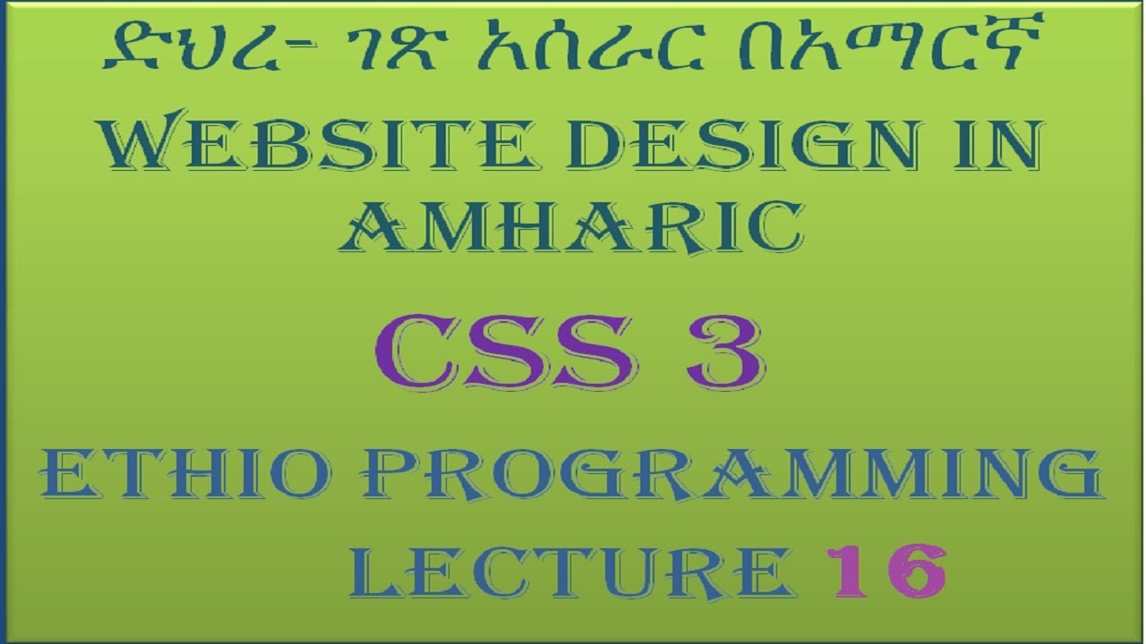 Lecture 16 Website Css Text Part 1 Programming Tutorial In Amharic