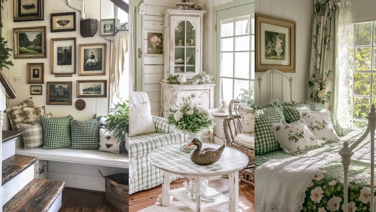 Room-by-Room Green & White & Gingham Cottage Decor |HOME DECOR Ideas ...