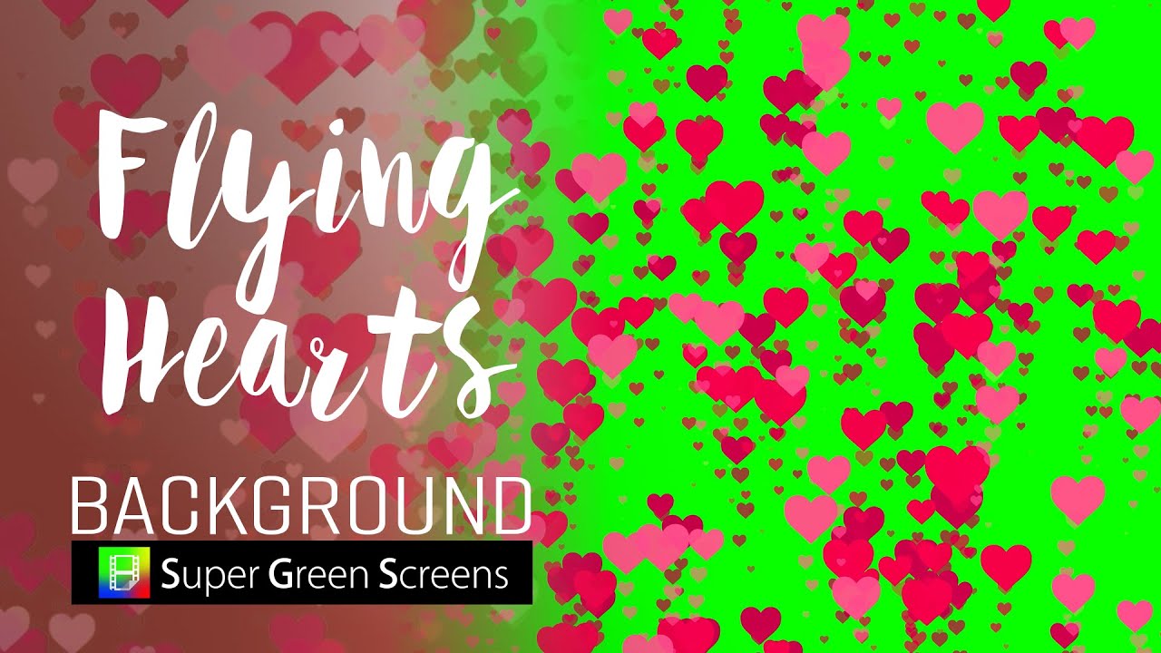 Green Screen : Flying hearts golden hearts pink hearts background hd ...