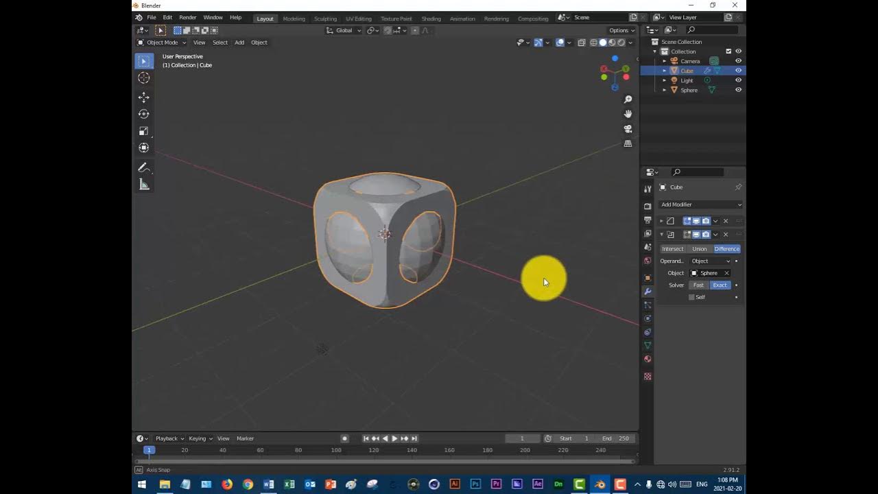 آموزش صفر تا صد نرم افزار بلندر-Blender Tutorial- Bevel&Boolean - YouTube