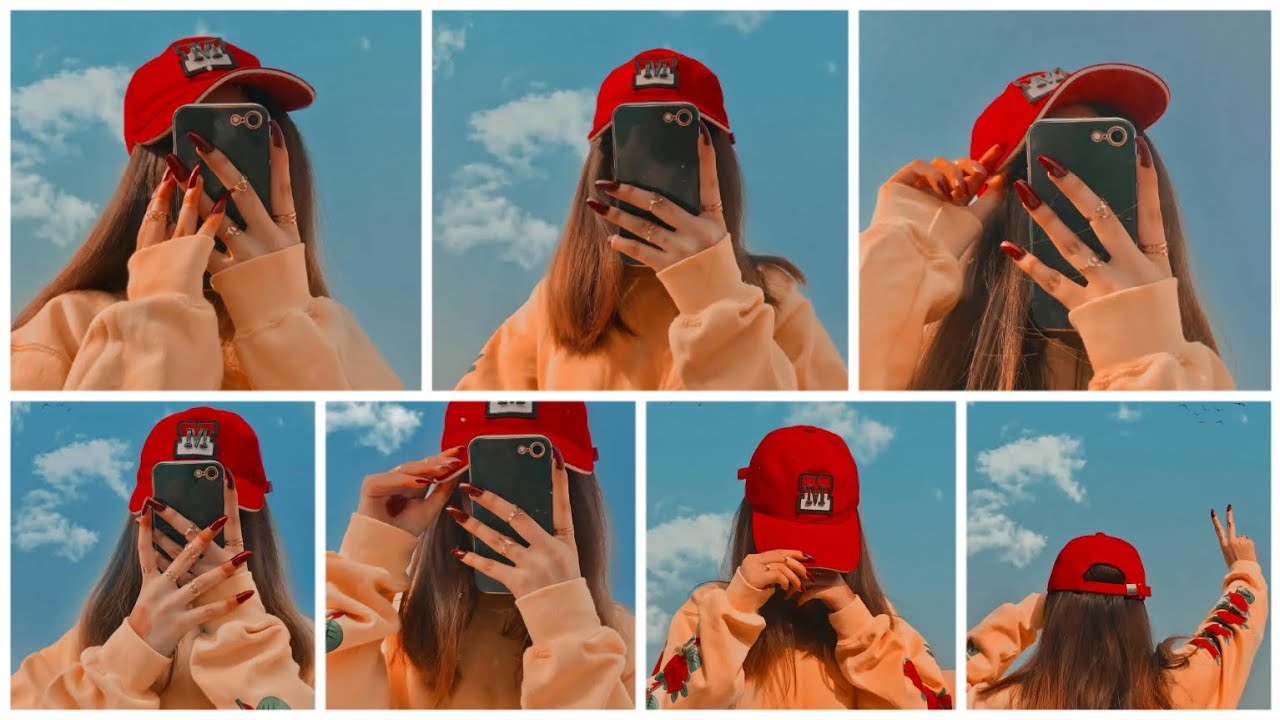 face hidden cap pose for girls|pose in cap|snapchat selfie pose in cap ...