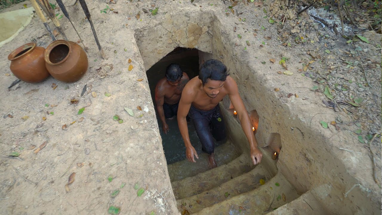 41Day Build Secret Temple Underground House And Water To Temple Tunnel ...