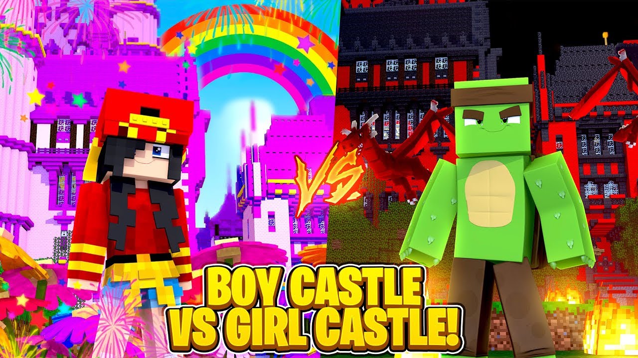 Minecraft HOW TO - BOYS CASTLE vs GIRLS CASTLE!! - YouTube
