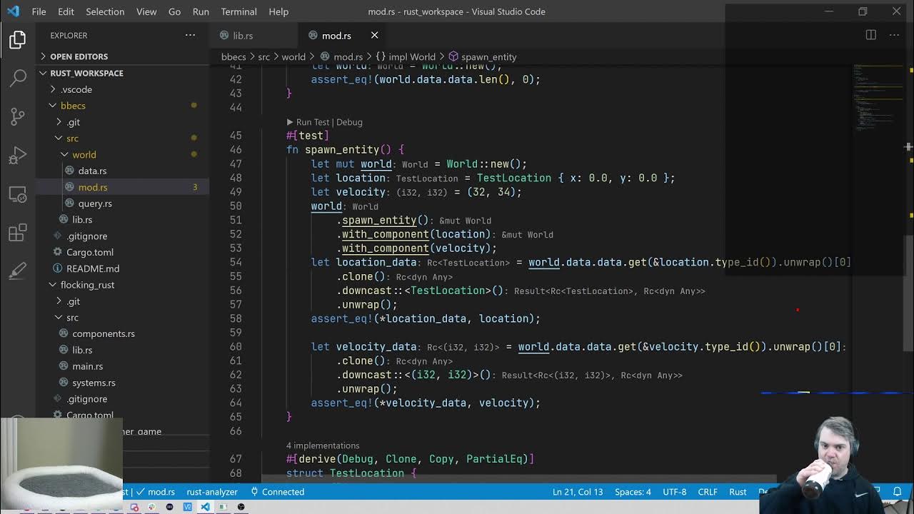 Learning how to create a custom ECS in Rust part 5 - YouTube