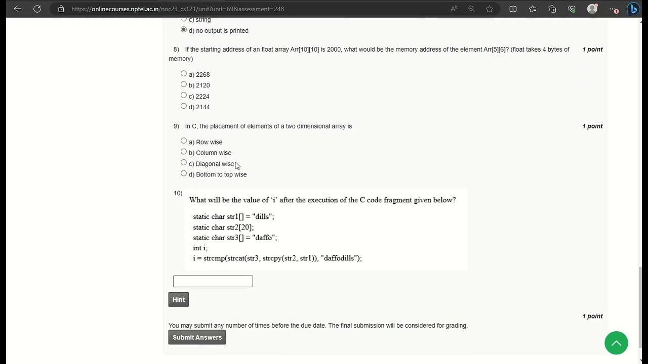 NPTEL » Problem Solving Through Programming In C Week 7 Assignment 7 ...
