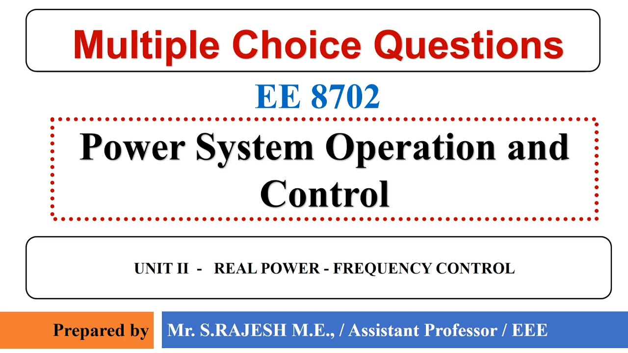 PSOC MCQ UNIT II REAL POWER FREQUENCY CONTROL - YouTube