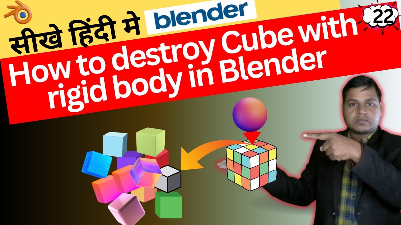 22🎯How to destroy Cube with rigid body in Blender || Cube Animation for Beginners #blender3d ...