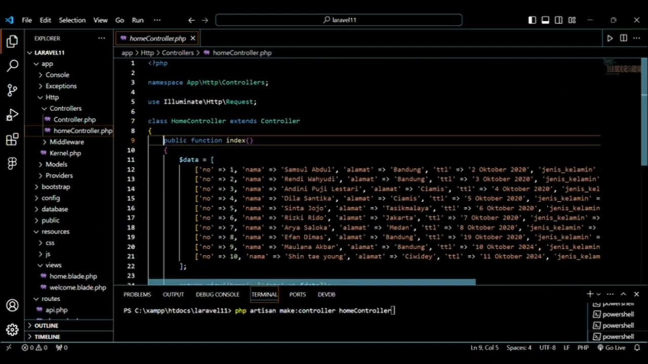 TUTORIAL LARAVEL 11: TEMPLETING VIEW MEMBUAT INPUT DATA|| NAIA AULIA FITRIA 23110057 - YouTube