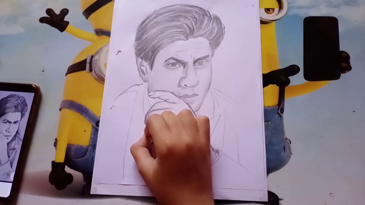 Pencil sketch of Sharukh Khan #Srk I try to make a sketch - YouTube
