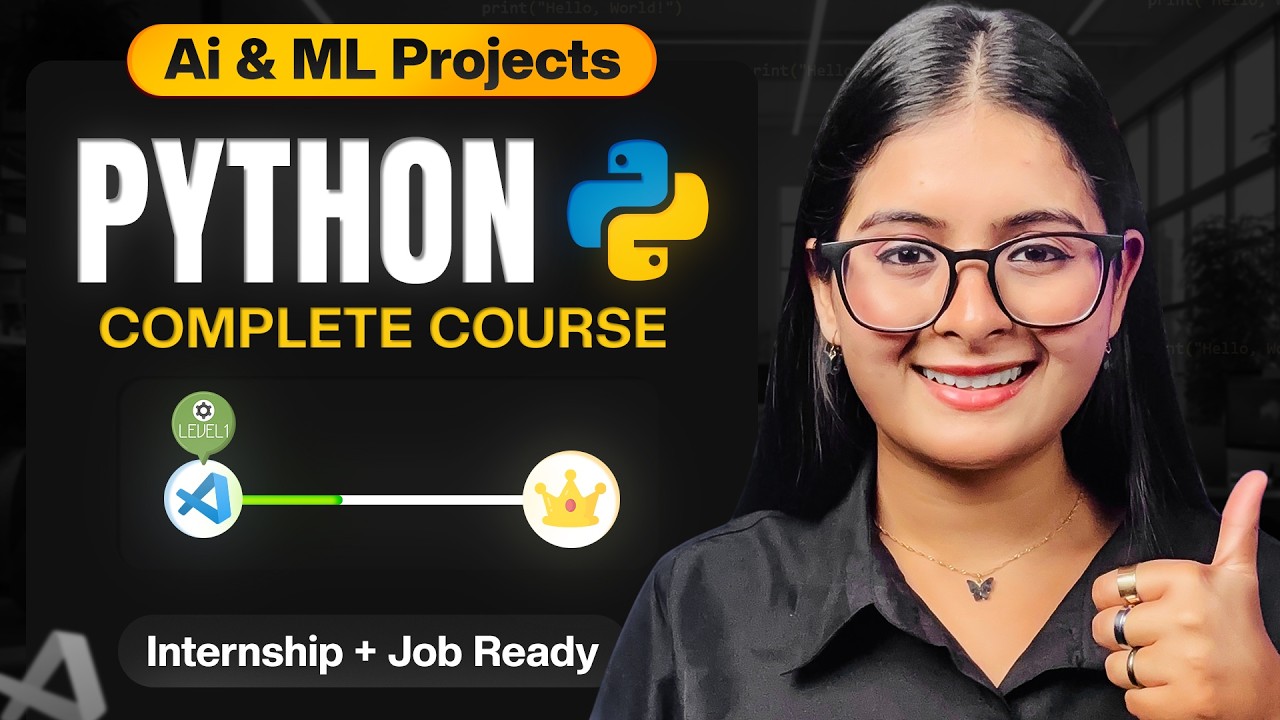 Python Full Course 2026 | Beginner to Advanced with AI Projects | Saumya Singh - YouTube