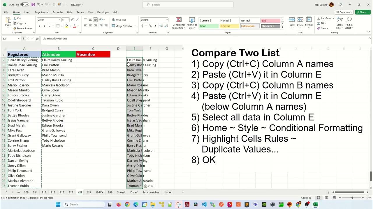 How to compare two lists to find missing values WITHOUT FORMULA in excel - Excel Tips and Tricks ...