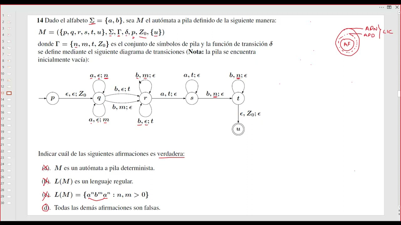 Autómatas a Pila. Ejercicio 14 Junio 2020 - YouTube