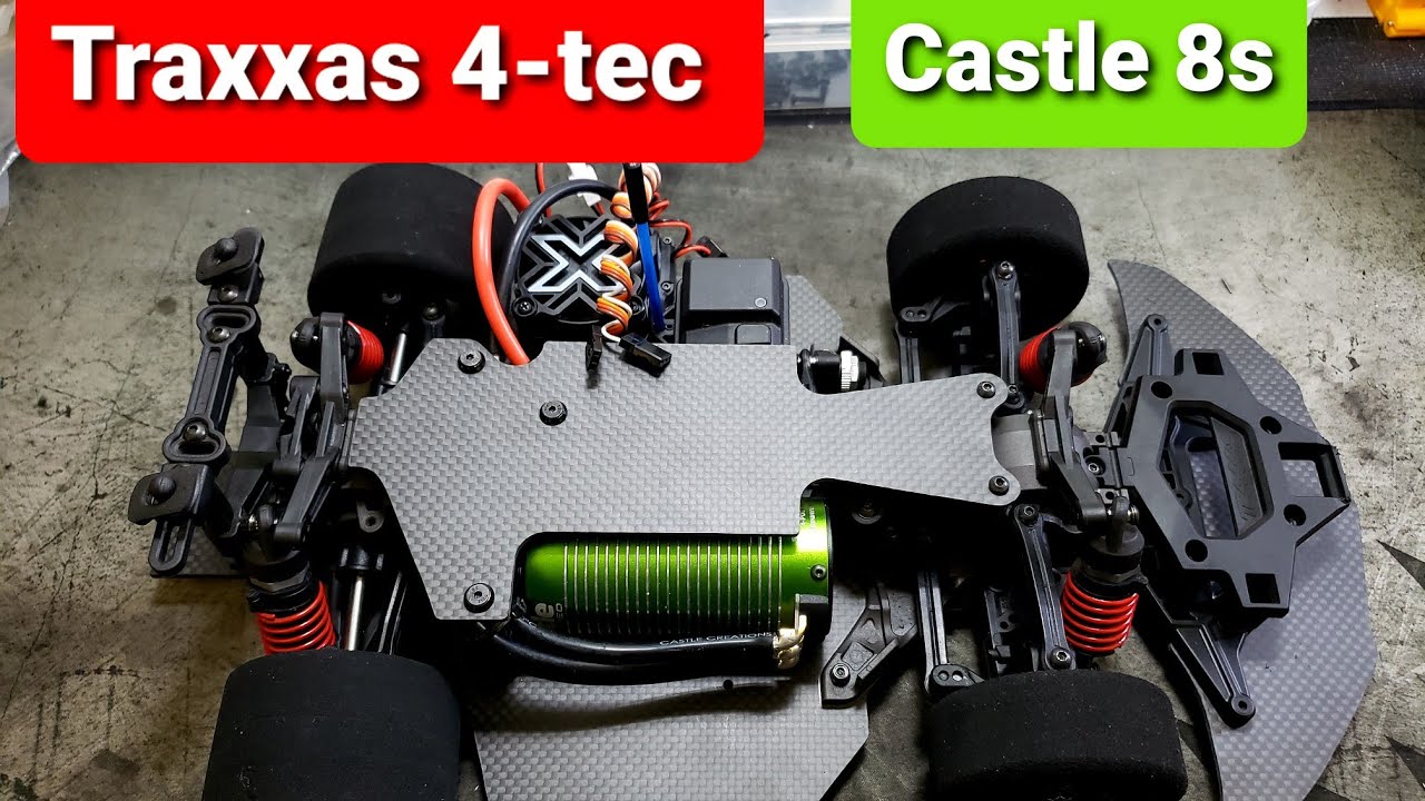 New Traxxas 4-tec 1/14 scale build first run Castle 8s 1520 motor # ...