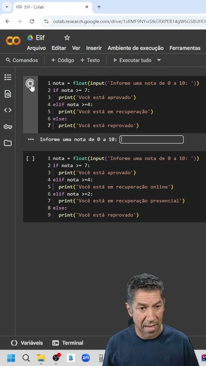 Aula 32 - A lógica do if...elif...else com notas em Python! - YouTube