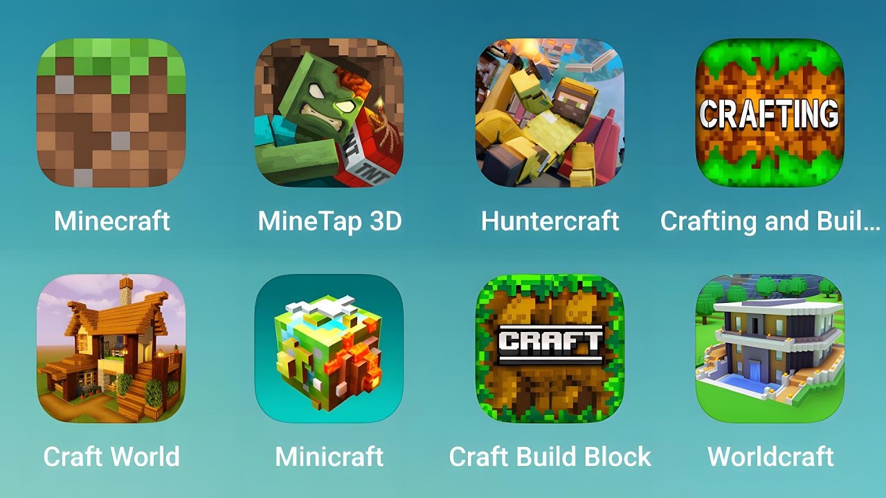 Minecraft, MineTap 3D, Huntercraft, Crafting and Building, Craft World ...