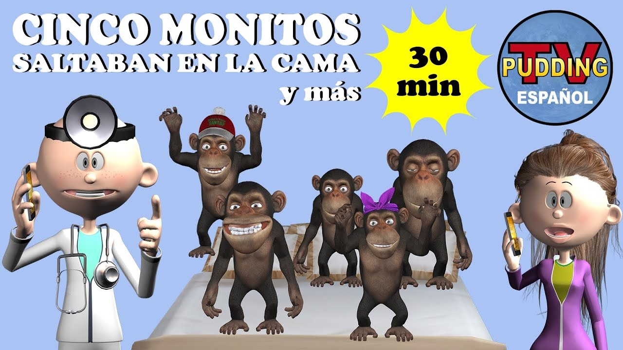 Cinco Monitos Saltaban en la Cama - y más | Canciones infantiles 3D ...