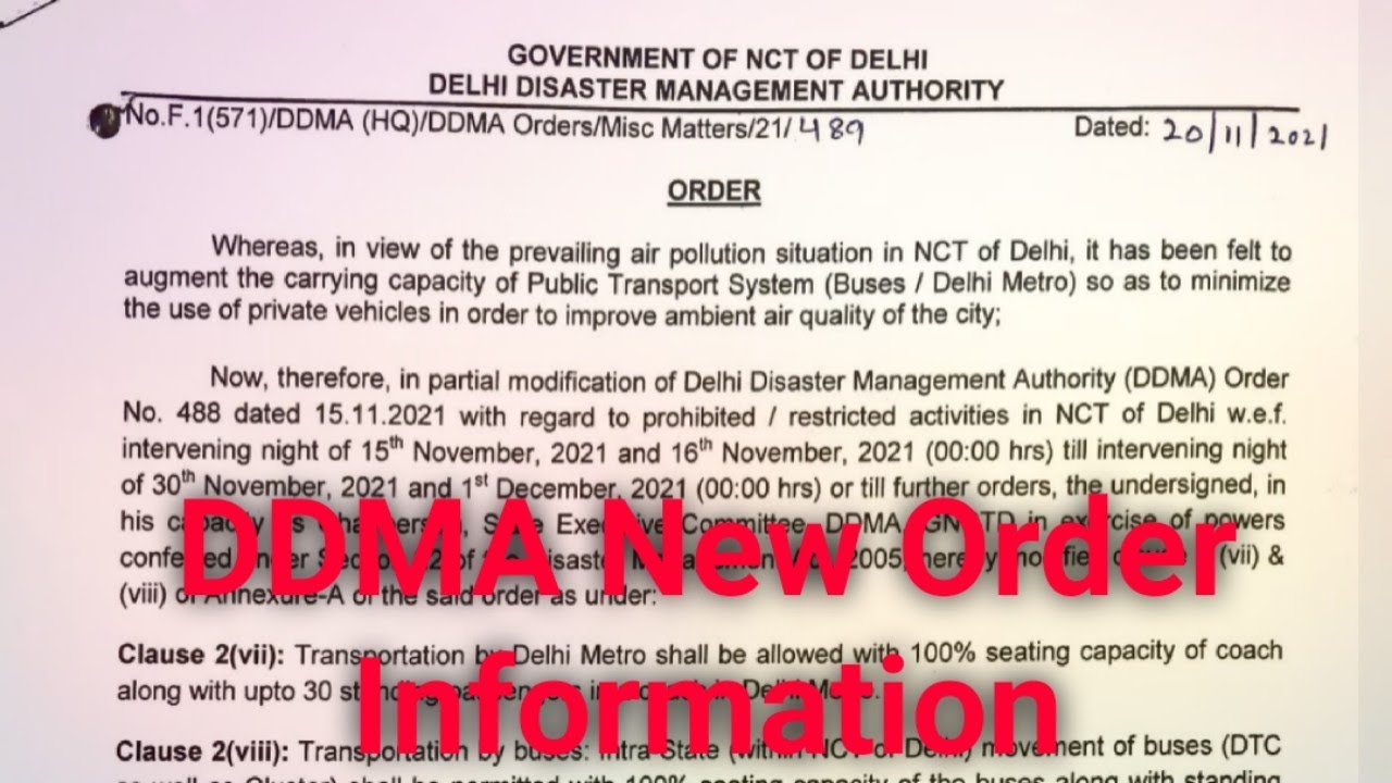 #delhicivildefence DDMA Order // Delhi Disaster Management information ...