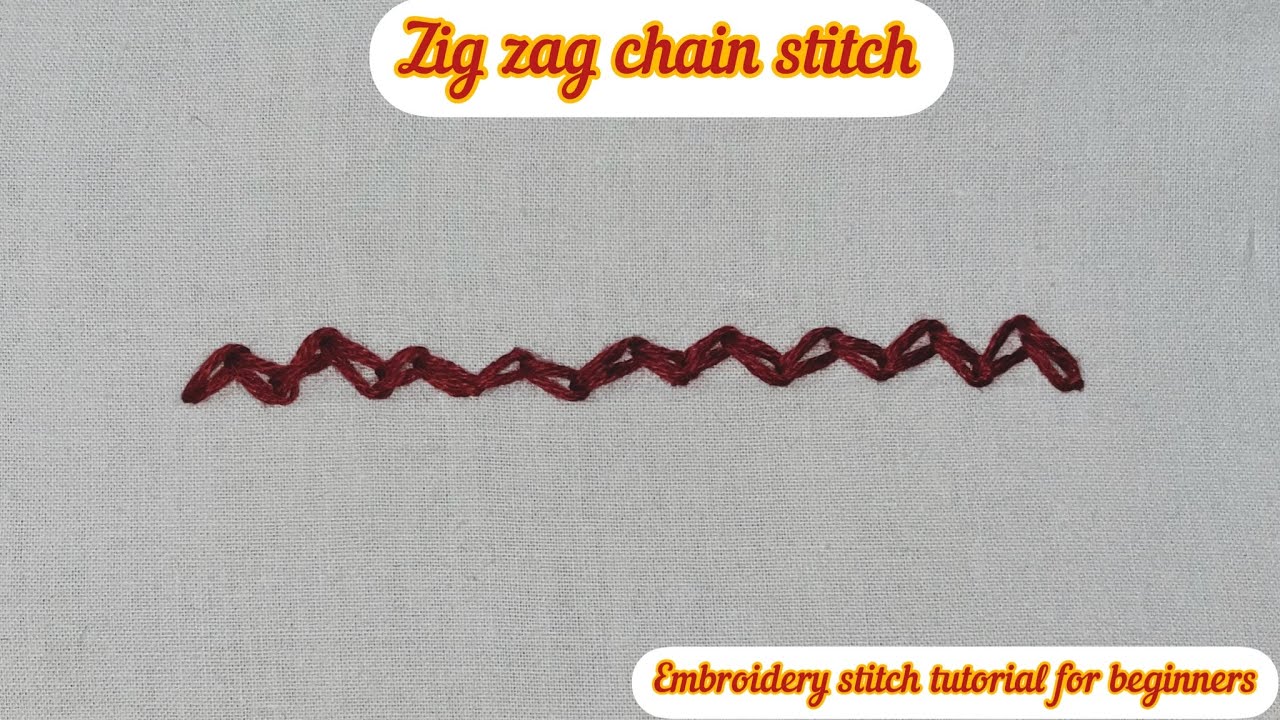 74-Zig Zag chain stitch | Hand embroidery stitch tutorial # ...