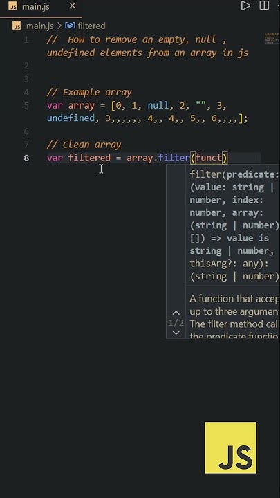 Remove null, undefined and empty elements from an array in #javascript - YouTube