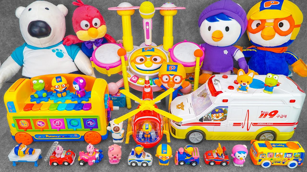 [Toy ASMR] Pororo Mini Drum Musical Instrument Set 💙 Satisfying ...