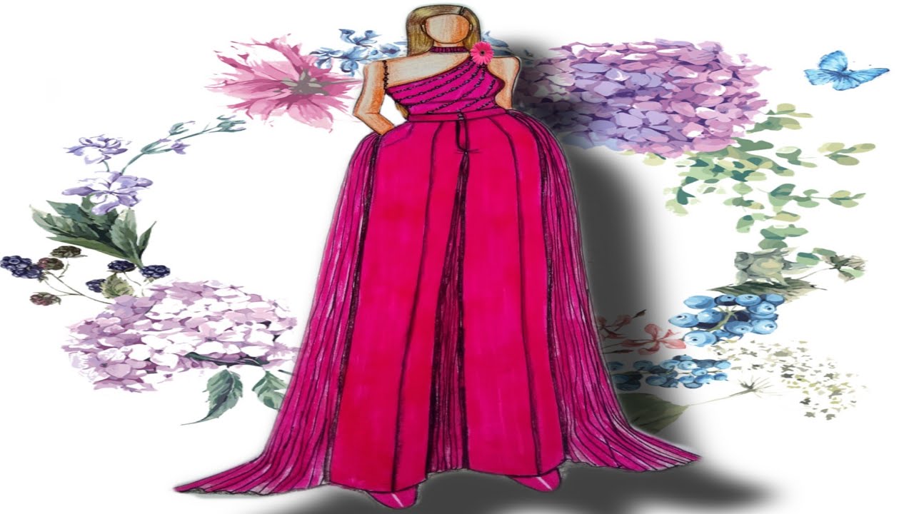 Pink Prom Dress illustration 2020 / Step by step easy illustration for ...