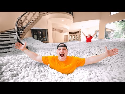 Filling My Friend's House With 100 Million Packing Peanuts!