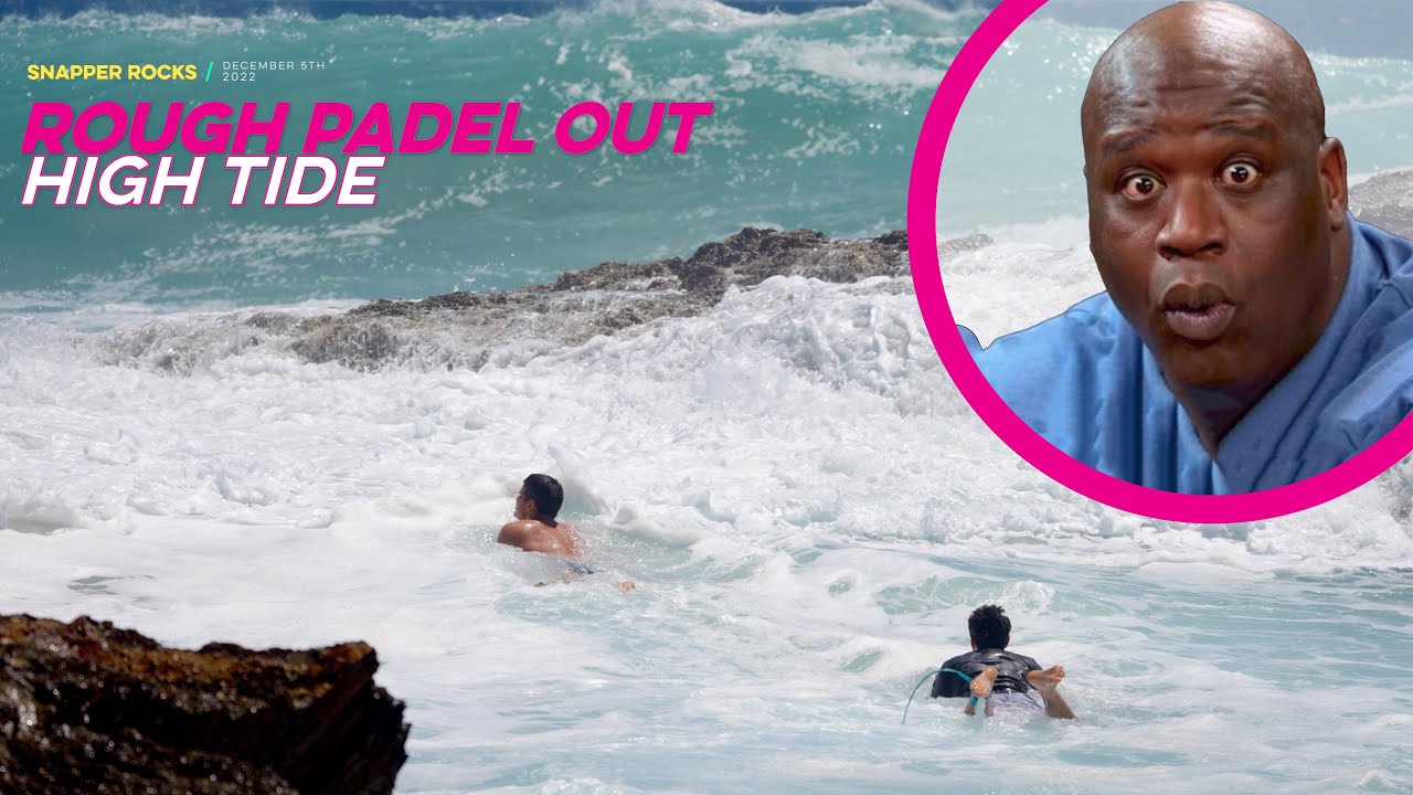 NOT so easy to go out at Snapper Rocks on a High Tide... - YouTube